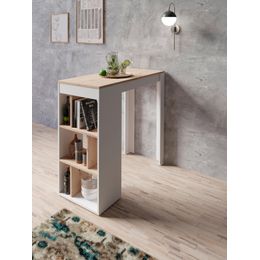 Bartisch ByLiving "Moby", wei&szlig; (wei&szlig;, eichefarbend, wei&szlig;), B:110cm H:104cm T:50cm, Tische, Bartisch, Breite 110 cm, Regalf&auml;cher, in verschiedenen Ausf&uuml;hrungen erh&auml;ltlich