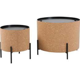 M&ouml;bilia Couchtisch M&Ouml;BILIA, beige (natur, schwarz, natur), B:63cm H:48,5cm T:63cm, Tische, Couchtisch, mit Stauraum im Inneren
