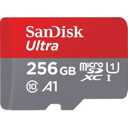 Sandisk Speicherkarte "Ultra microSDXC", grau (grau, rot), 256 GB, Speicherkarten, Adapter