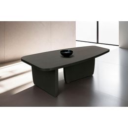 Couchtisch ByLiving "Bolt", schwarz (schwarz, schwarz, schwarz), B:115cm H:36,5cm T:60cm, Tische, Couchtisch Runde Couchtische, Freiform Tisch in Akazie Massivholz schwarz lackiert, 25mm Tischplatte