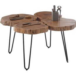Couchtisch Stolkom "Cole", braun (braun, schwarz, akazie massiv), B/H/T: 78cm x 56cm x 72cm, Tische, Couchtisch, Massivholz Akazie, Wahlweise Couchtisch oder Beistelltisch