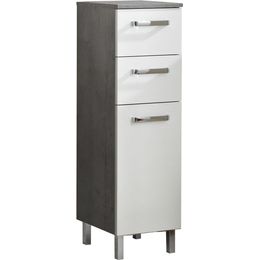 Unterschrank SAPHIR "mit 1 Einlegeboden", schwarz-wei&szlig; (wei&szlig; glanz, betonoptik), B:30cm H:100,5cm T:33cm, Holzwerkstoff, Schr&auml;nke, Unterschrank