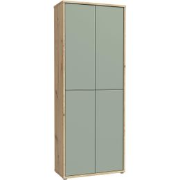 Schuhschrank FORTE "Alice Springs, Schuhschrank, H&ouml;he 191,9 cm, 4 T&uuml;ren, viel Platz", gr&uuml;n (artisan, salbei), B:74,5cm H:191,9cm T:34,9cm, Holzwerkstoff, Schr&auml;nke, Schuhschrank, Stauraumschrank, Mehrzweckschrank, Breite 74,5 cm, mit 8 B&ouml;den