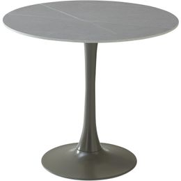 Esstisch Stolkom "Josh Esszimmertisch rund Keramik, marmoriert, BxH 90x75 cm", grau (grau, grau, grau marmoriert), H:75cm, Tische, Esstisch, Keramikoberfl&auml;che marmoriert, Wahlweise in wei&szlig;, grau oder schwarz