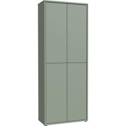 Schuhschrank FORTE "Alice Springs, Schuhschrank, H&ouml;he 191,9 cm, 4 T&uuml;ren, viel Platz", gr&uuml;n (salbei), B:74,5cm H:191,9cm T:34,9cm, Holzwerkstoff, Schr&auml;nke, Schuhschrank, Stauraumschrank, Mehrzweckschrank, Breite 74,5 cm, mit 8 B&ouml;den