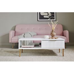 Couchtisch Jahnke "CARVE COFFEE SK", wei&szlig; (wei&szlig;, gold, gold, wei&szlig;), B:108cm H:38,8cm T:55cm, Tische, Couchtisch, Couchtisch mit Schublade und Fach, Gold-Look, raffiniertes Design