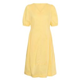 Midikleid Culture "Kleid CUantoinett", Damen, Gr. L, N-Gr, lemon meringue, Obermaterial: 65% Baumwolle CO. 33% Polyester PES. 2% Elasthan EL., Kleider Midikleid