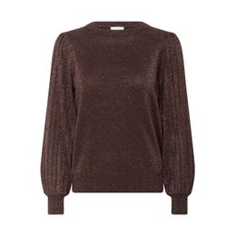 Strickpullover Kaffe "Strickpullover KAregina", Damen, Gr. S, braun (schwarz coffee), Obermaterial: 70% Viskose CV. 20% Nylon NY. 10% Polyester PES., Pullover Strickpullover
