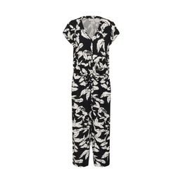 Jumpsuit Kaffe "Overall KAmira", Damen, Gr. 36, N-Gr, schwarz, chalk large leaf, Obermaterial: 100% Viskose LENZING ECOVERO CV LenzEcov., Overalls Jumpsuit