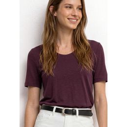 T-Shirt Street One, Damen, Gr. 34, rustic rouge, Web, 50% Baumwolle, 50% Modal, unifarben, normal normal, V-Ausschnitt, abgesteppt, Shirts T-Shirt, mit abgerundetem V-Ausschnitt