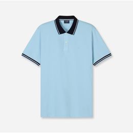 Poloshirt OLYMP "Casual", Herren, Gr. M, blau (bleu), Piqu&eacute;, Obermaterial: 100% Baumwolle, Shirts, farbliche Kontrast-Details