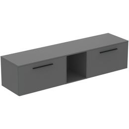 Ideal Standard M&ouml;bel-Set 200cm i.life B 2 Ausz&uuml;ge 1 mi.off.Fach Gr.Schwarz Quarzgrau matt, T5849NG T5849NG