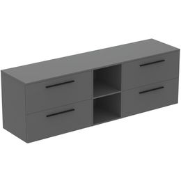 Ideal Standard M&ouml;bel-Set 200cm i.life B 4 Ausz&uuml;ge 2 mi.off.F&auml;cher Gr.Schwarz QuarzgrauMatt, T5847NG T5847NG