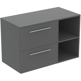 Ideal Standard M&ouml;bel-Set 100cm i.life B 2 Ausz&uuml;ge 2 off.F&auml;cher Gr.Chrom Quarzgrau matt, T5753NG T5753NG