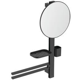 Ideal Standard Beauty Bar Accessoires-Kombi. Alu+ M700 mit Spiegel d:320mm Silk Black, BD588XG BD588XG