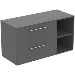 Ideal Standard M&ouml;bel-Set 120cm i.life B 2 Ausz&uuml;ge 2 off.F&auml;cher Gr.Chrom Quarzgrau matt, T5757NG T5757NG