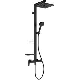Ideal Standard Duschsystem CeraflowAlu+ mit Brausearm. 2 Ablagen, 2-fach-Handbrause,eckiger 2-fach-K BE204XG