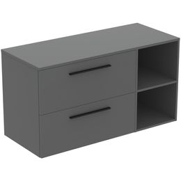 Ideal Standard M&ouml;bel-Set 120cm i.life B 2 Ausz&uuml;ge 2 off.F&auml;cher Gr.Schwarz Quarzgrau matt, T5756NG T5756NG