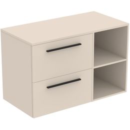 Ideal Standard M&ouml;bel-Set 100cm i.life B 2 Ausz&uuml;ge 2 off.F&auml;cher Gr.Schwarz Sandbeige matt, T5752NF T5752NF