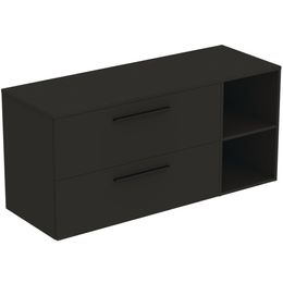 Ideal Standard M&ouml;bel-Set 140cm i.life B 2 Ausz&uuml;ge 2 off.F&auml;cher Gr.Schwarz Carbongrau matt, T5760NV T5760NV