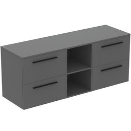 Ideal Standard M&ouml;bel-Set 160cm i.life B 4 Ausz&uuml;ge 2 mi.off.F&auml;cher Gr.Schwarz QuarzgrauMatt, T5843NG T5843NG