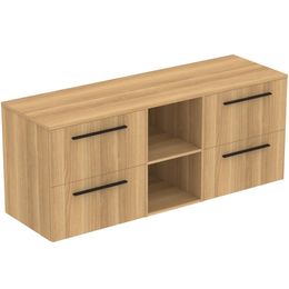 Ideal Standard M&ouml;bel-Set 160cm i.life B 4 Ausz&uuml;ge 2 mi.off.F&auml;cher Gr.Schwarz Eiche Natur, T5843NX T5843NX