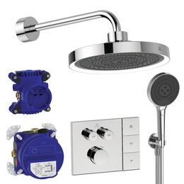 Ideal Standard Armaturen-Paket 02 Ceratherm Navigo Brausethermostat, Regenbrause, HB Chrom, A7893AA A7893AA