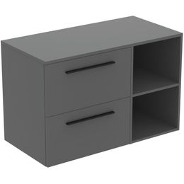 Ideal Standard M&ouml;bel-Set 100cm i.life B 2 Ausz&uuml;ge 2 off.F&auml;cher Gr.Schwarz Quarzgrau matt, T5752NG T5752NG