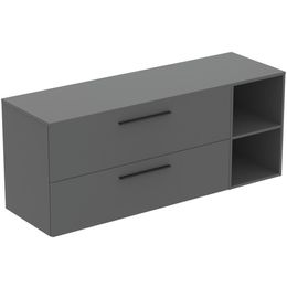 Ideal Standard M&ouml;bel-Set 160cm i.life B 2 Ausz&uuml;ge 2 off.F&auml;cher Gr.Schwarz Quarzgrau matt, T5764NG T5764NG