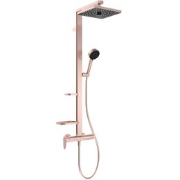 Ideal Standard Duschsystem CeraflowAlu+ mit Brausearm. 2 Ablagen, 2-fach-Handbrause und eckiger 2-fa BE204RO