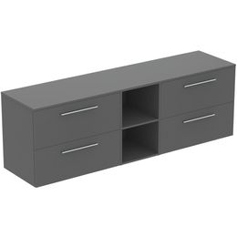 Ideal Standard M&ouml;bel-Set 200cm i.life B 4 Ausz&uuml;ge 2 mi.off.F&auml;cher Gr.Chrom QuarzgrauMatt, T5848NG T5848NG