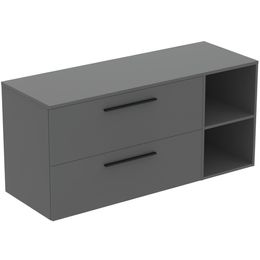 Ideal Standard M&ouml;bel-Set 140cm i.life B 2 Ausz&uuml;ge 2 off.F&auml;cher Gr.Schwarz Quarzgrau matt, T5760NG T5760NG