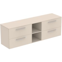 Ideal Standard M&ouml;bel-Set 200cm i.life B 4 Ausz&uuml;ge 2 mi.off.F&auml;cher Gr.Chrom SandbeigeMatt, T5848NF T5848NF