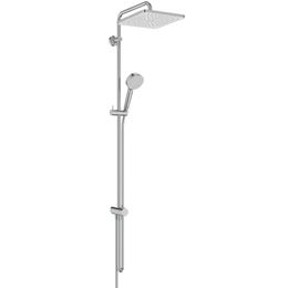 Ideal Standard Duschsystem Ceratwist T25 ohne Armatur 2-fach-Handbrause und eckige Kopfbrause Chrom, BE230AA