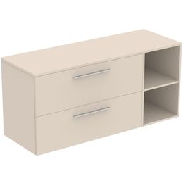 Ideal Standard M&ouml;bel-Set 140cm i.life B 2 Ausz&uuml;ge 2 off.F&auml;cher Gr.Chrom Sandbeige matt, T5761NF T5761NF