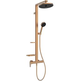Ideal Standard Duschsystem CeraflowAlu+ mit Brausearm. 2 Ablagen,2-fach-Handbrause und 2F-Kopfbrause BD584BR