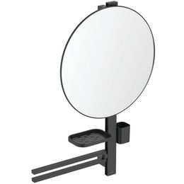 Ideal Standard Beauty Bar Accessoires-Kombi. Alu+ L800 mit Spiegel d:500mm Silk Black, BD587XG BD587XG
