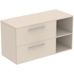 Ideal Standard M&ouml;bel-Set 120cm i.life B 2 Ausz&uuml;ge 2 off.F&auml;cher Gr.Chrom Sandbeige matt, T5757NF T5757NF
