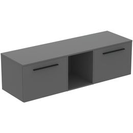 Ideal Standard M&ouml;bel-Set 160cm i.life B 2 Ausz&uuml;ge 1 mi.off.Fach Gr.Schwarz Quarzgrau matt, T5845NG T5845NG