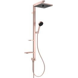Ideal Standard Duschsystem CTwistAlu+ ohne Arm. mit 2 Ablagen, 2-fach-Handbrause,2F-Kopfbrause Rose, BE213RO