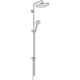 Ideal Standard Duschsystem Ceratwist T25 ohne Armatur 2-fach-Handbrause und runde Kopfbrause Chrom, BE229AA