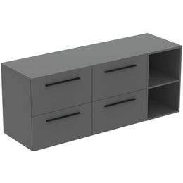 Ideal Standard M&ouml;bel-Set 160cm i.life B 4 Ausz&uuml;ge 2 off.F&auml;cher Gr.Schwarz Quarzgrau matt, T5839NG T5839NG