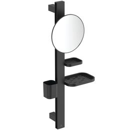 Ideal Standard Beauty Bar Accessoires-Kombi. Alu+ S700 mit Spiegel d:200mm Silk Black, BD589XG BD589XG