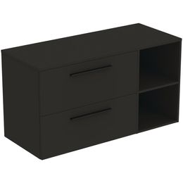 Ideal Standard M&ouml;bel-Set 120cm i.life B 2 Ausz&uuml;ge 2 off.F&auml;cher Gr.Schwarz Carbongrau matt, T5756NV T5756NV