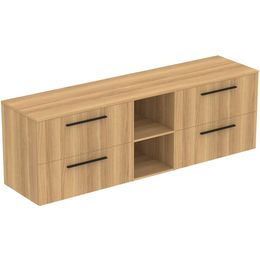 Ideal Standard M&ouml;bel-Set 200cm i.life B 4 Ausz&uuml;ge 2 mi.off.F&auml;cher Gr.Schwarz Eiche Natur, T5847NX T5847NX