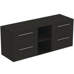 Ideal Standard M&ouml;bel-Set 160cm i.life B 4 Ausz&uuml;ge 2mi.off.F&auml;cher Gr.Chrom Carbongrau matt, T5844NV T5844NV