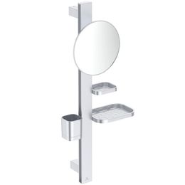 Ideal Standard Beauty Bar Accessoires-Kombi. Alu+ S700 mit Spiegel d:200mm Silver, BD589SI BD589SI
