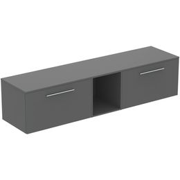 Ideal Standard M&ouml;bel-Set 200cm i.life B 2 Ausz&uuml;ge 1 mi.off.Fach Gr.Chrom Quarzgrau matt, T5850NG T5850NG