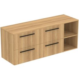 Ideal Standard M&ouml;bel-Set 160cm i.life B 4 Ausz&uuml;ge 2 off.F&auml;cher Gr.Schwarz Eiche Natur, T5839NX T5839NX