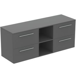 Ideal Standard M&ouml;bel-Set 160cm i.life B 4 Ausz&uuml;ge 2 mi.off.F&auml;cher Gr.Chrom QuarzgrauMatt, T5844NG T5844NG